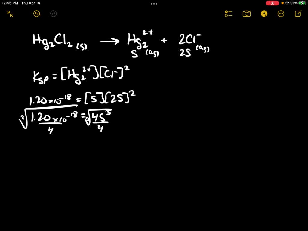 SOLVED: Ksp for Hg2Cl2 is 1.2x10^-18. Determine the concentrations of Hg22 and Cl