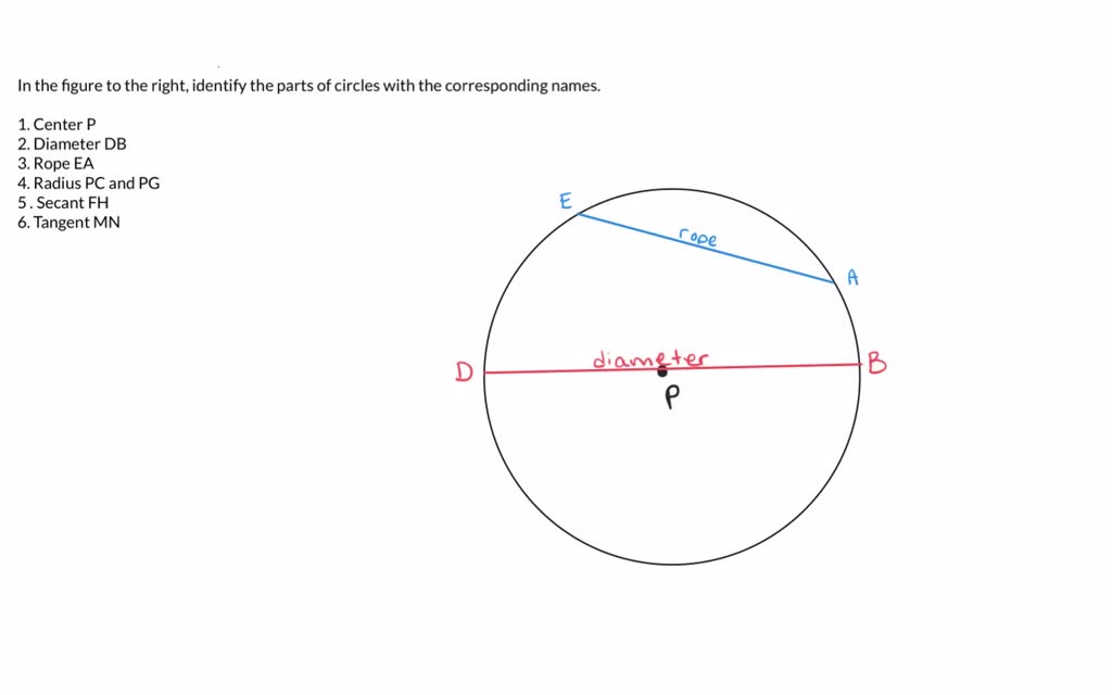 SOLVED:II. In the figure to the right; identify the parts of circles ...