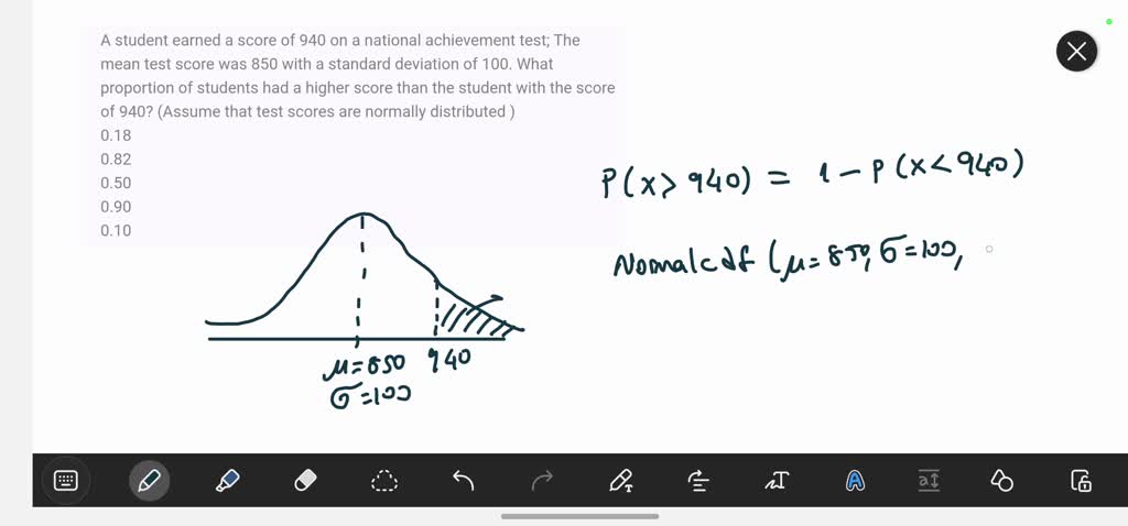 SOLVED: Question 16 5 pts A student earned a score of 940 on a national ...