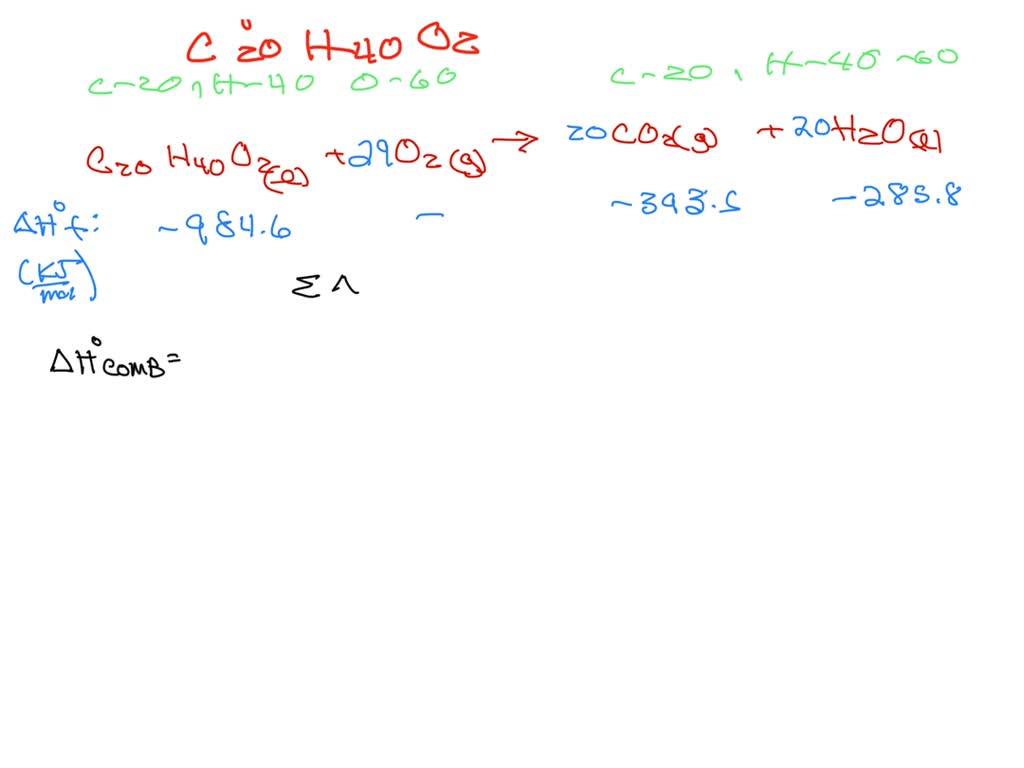 SOLVED: Calculate the enthalpy of combustion (kJ/mol) of ethyl stearate ...