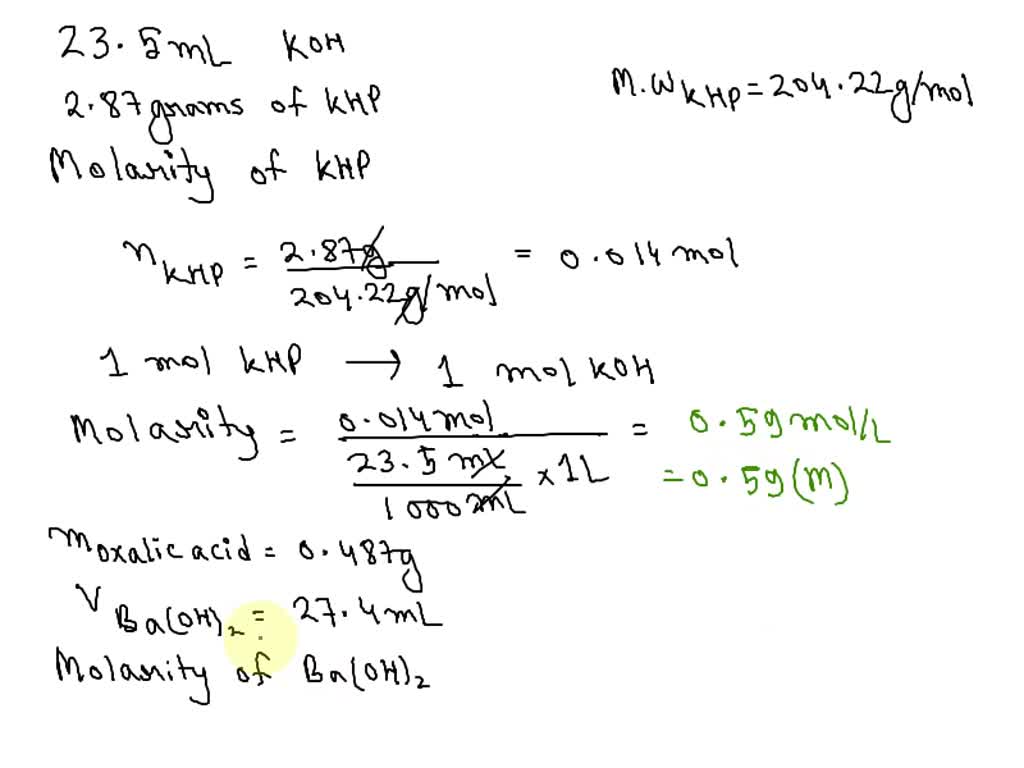 SOLVED: 1. Potassium hydrogen phthalate is a solid, monoprotic acid ...