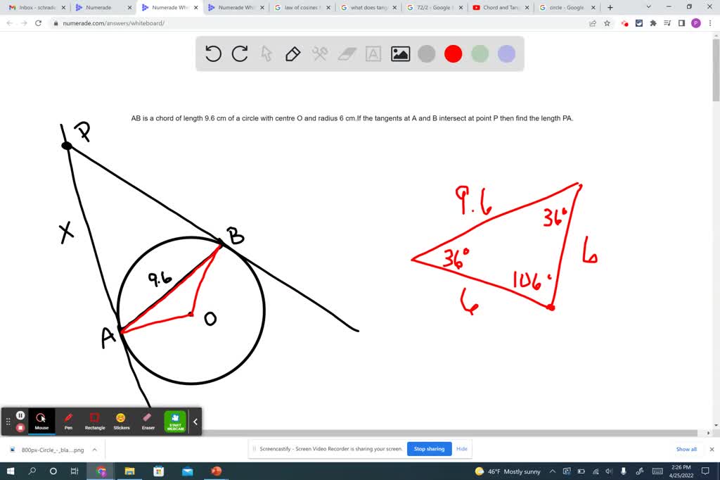 SOLVED: Study the following figure, where two concentric circles share center C. Segment AB is a ...