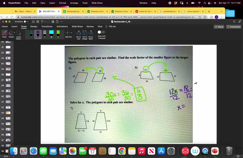 SOLVED: The polygons in each pair are similar. Find the scale factor of the smaller figure to ...