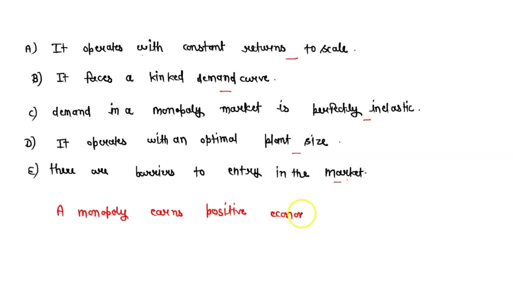 SOLVED: A monopoly is a seller of a product a) without a close ...