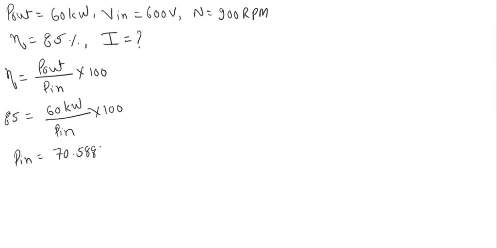 SOLVED: Calculate the kilowatts input to a 50 hp synchronous motor ...