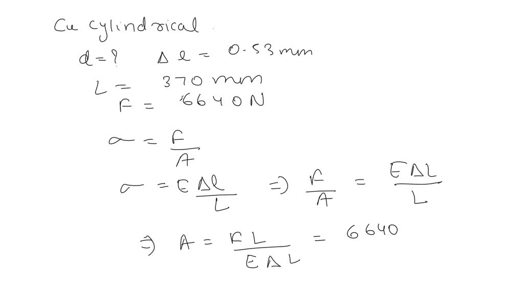 SOLVED: A cylindrical rod of copper (E = 110 GPa, 16 × 106 psi) having ...