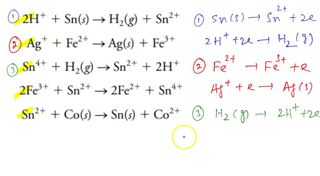 SOLVED: 18-12. Consider the following oxidation/reduction reactions: 2H Sn(s) â†’ Hx(g) + Sn2 ...