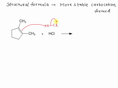 draw a structural formula for the more stable carbocation intermediate ...