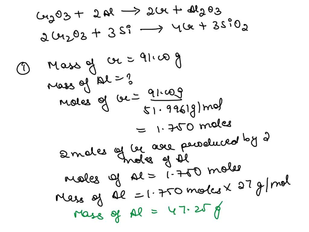 SOLVED: Chromium metal can be produced from the following reactions: 1 ...