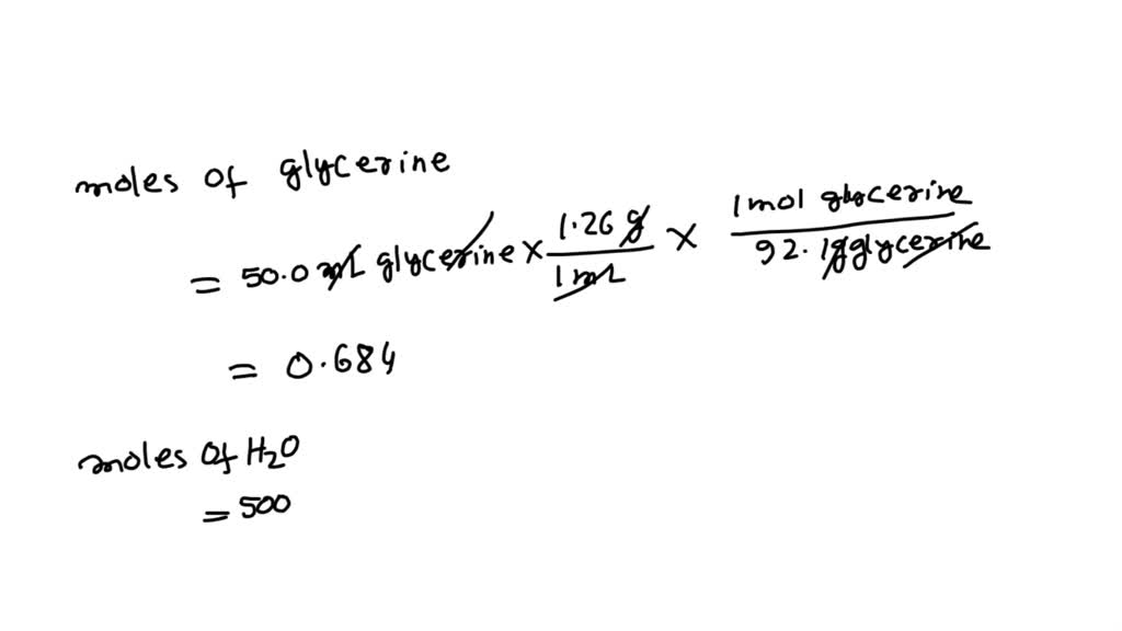 Glycerin (C3H8O3) is a nonvolatile nonelectrolyte with a density of 1.26 g/mL at 25 Â°C ...