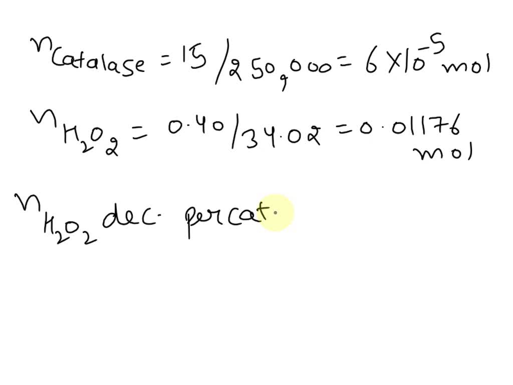SOLVED: The turnover number of catalase: Catalase (MW 250,000 Da) has ...
