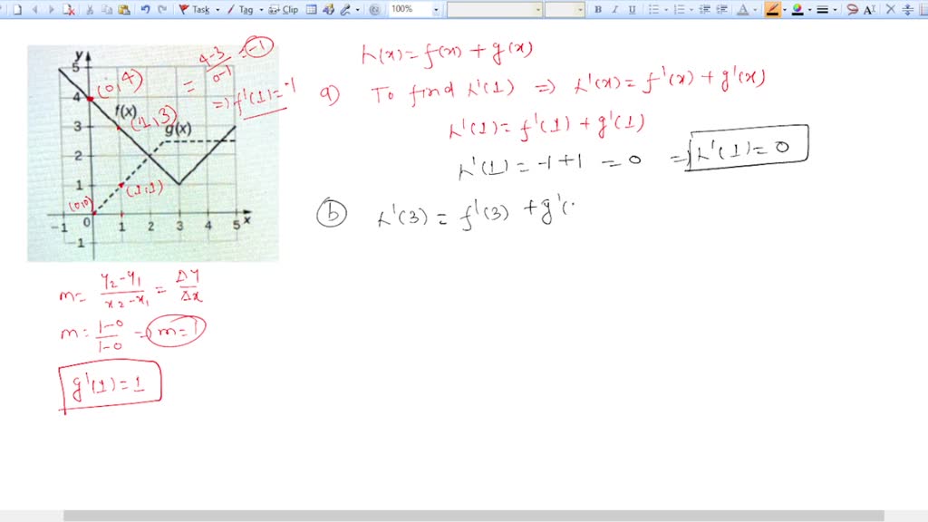 SOLVED: the figure to find the Indicated derivatives, they exist (If an answer does not exist ...