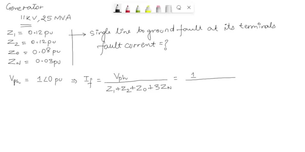 SOLVED: An 11 kV, 25 MVA synchronous generator has positive, negative, and zero sequence ...