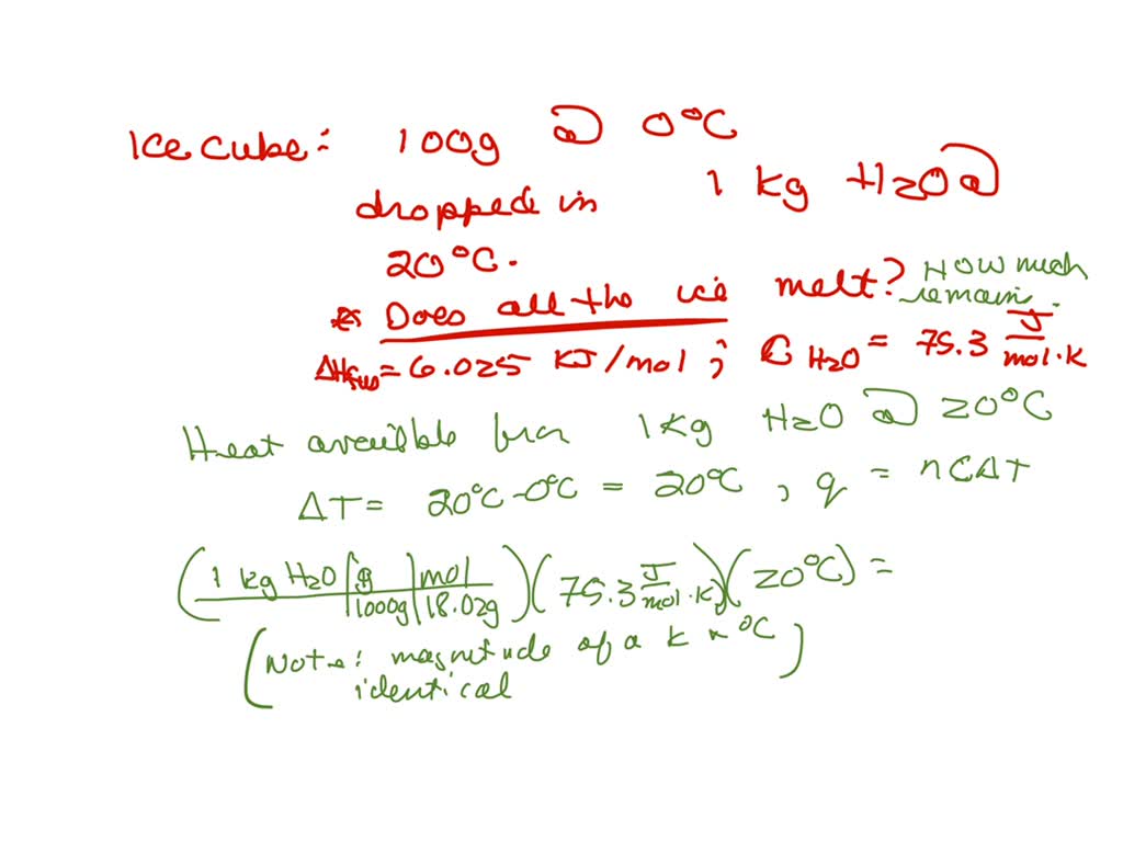 SOLVED: An ice cube at 0 degrees Celsius weighing 100 g is dropped into ...