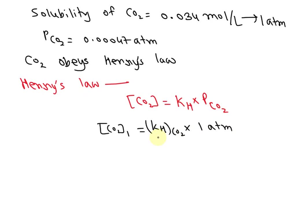SOLVED: The solubility of CO2 in water at 25°C and 1 atm is 0.034 mol/L ...