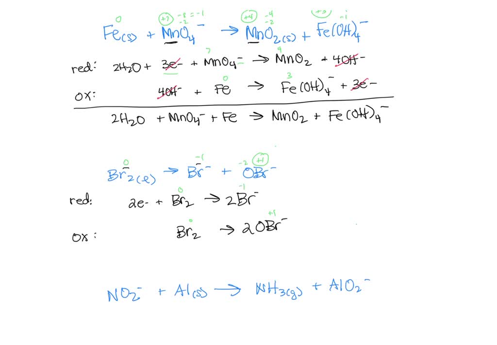 SOLVED: Text: Balance the following oxidation-reduction equations. The ...