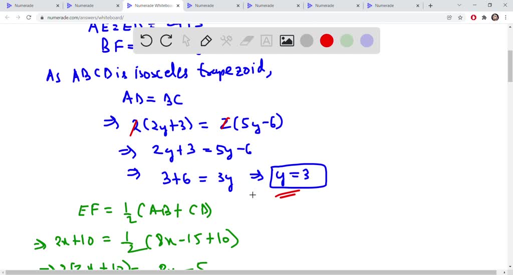SOLVED: You are given an isosceles trapezoid ABCD with median XY. Complete the following: m