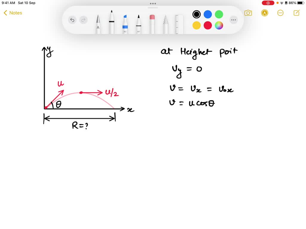 SOLVED: The velocity at the maximum height of a projectile is half of its initial velocity of ...