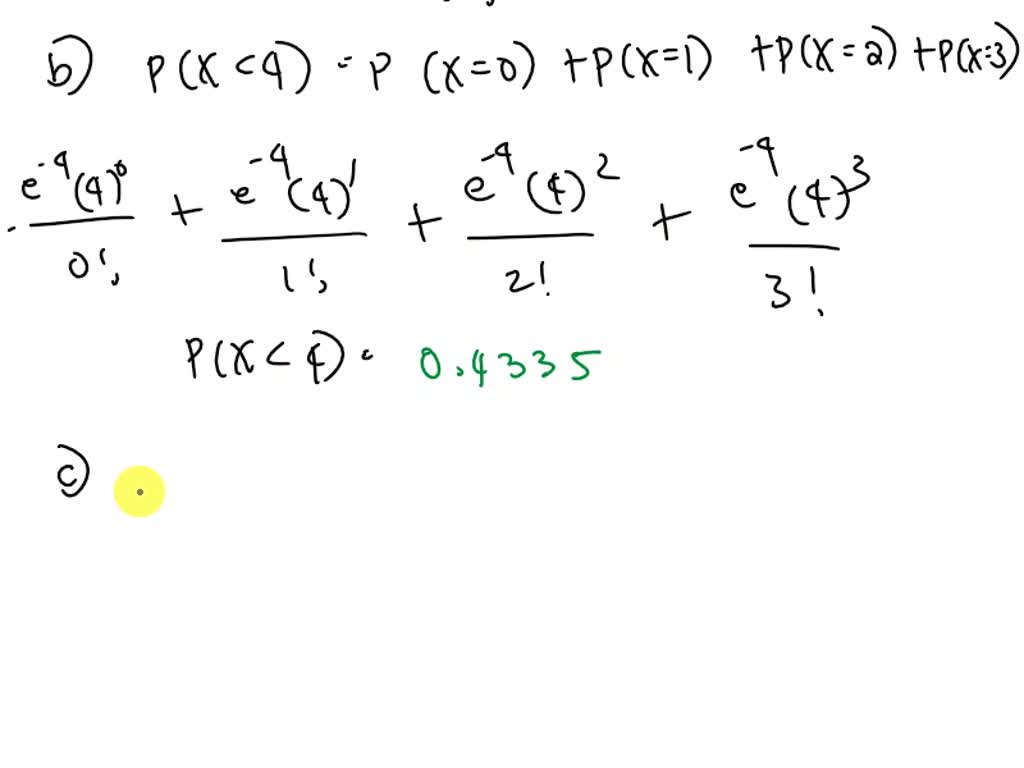 SOLVED: The random variable X follows a Poisson process with the given ...