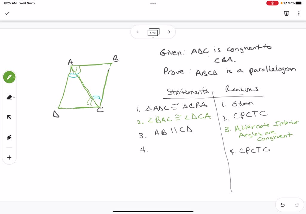 SOLVED: ABCD is a parallelogram prove that triangle ABC is congrunt to triangle CBA
