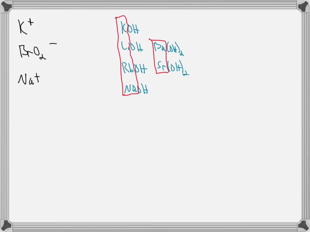 SOLVED: 1.00 M solutions are made of the following salts: KBr, KBrO2 ...