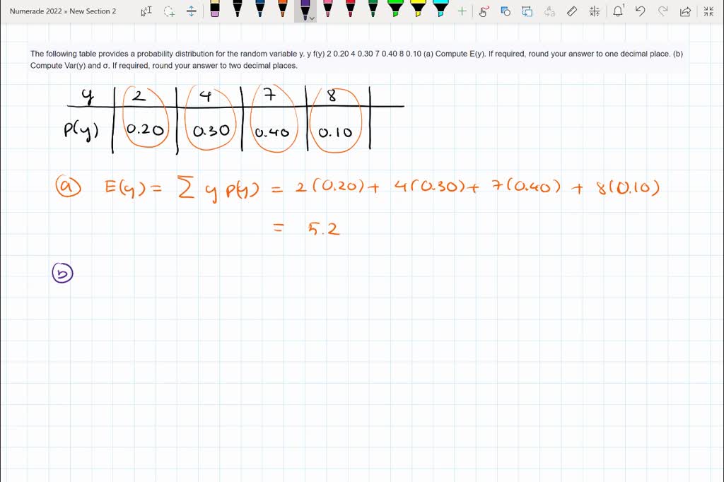 SOLVED: The following table provides a probability distribution for the ...
