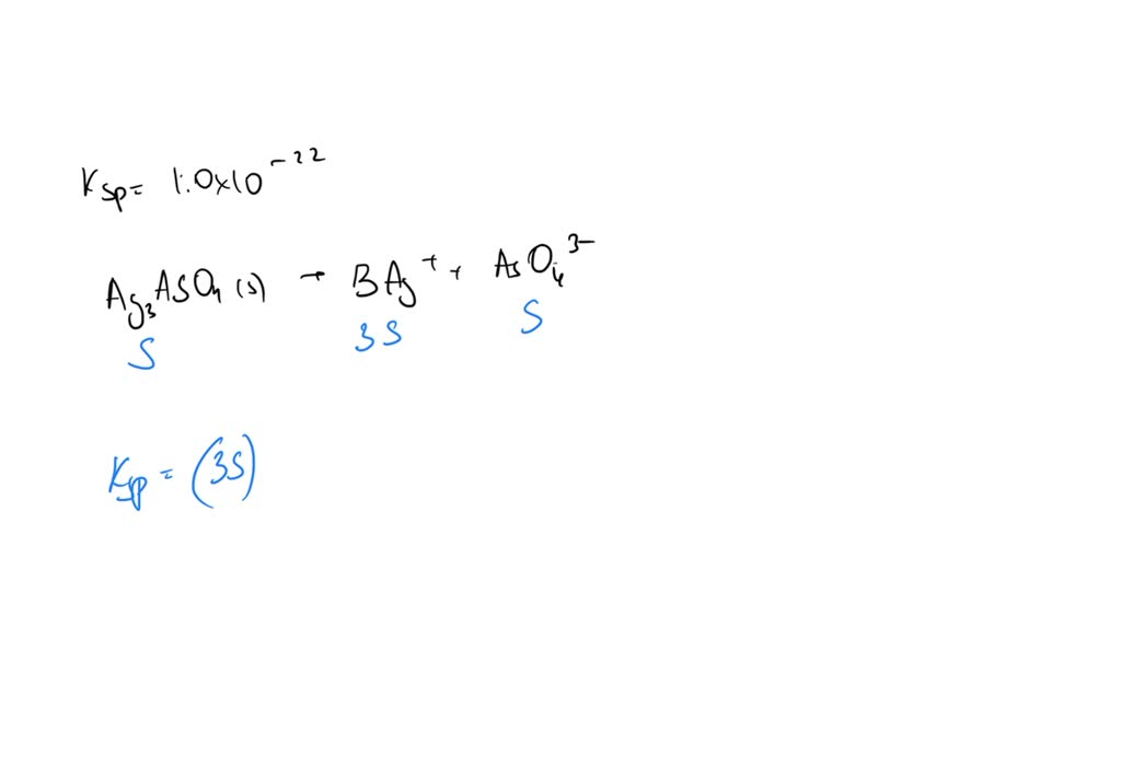 SOLVED: For the following equilibrium, if Ksp = 1.0 Ã— 10^(-22), what ...