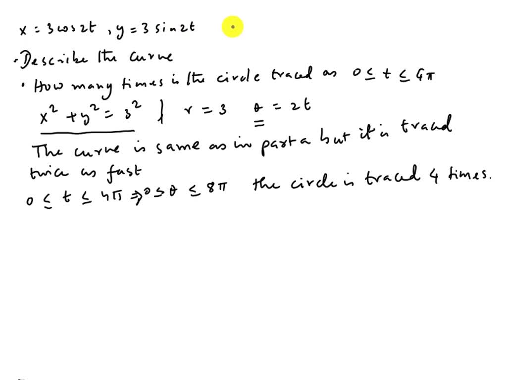 SOLVED: Texts: The parametric equations describing the path of a point ...