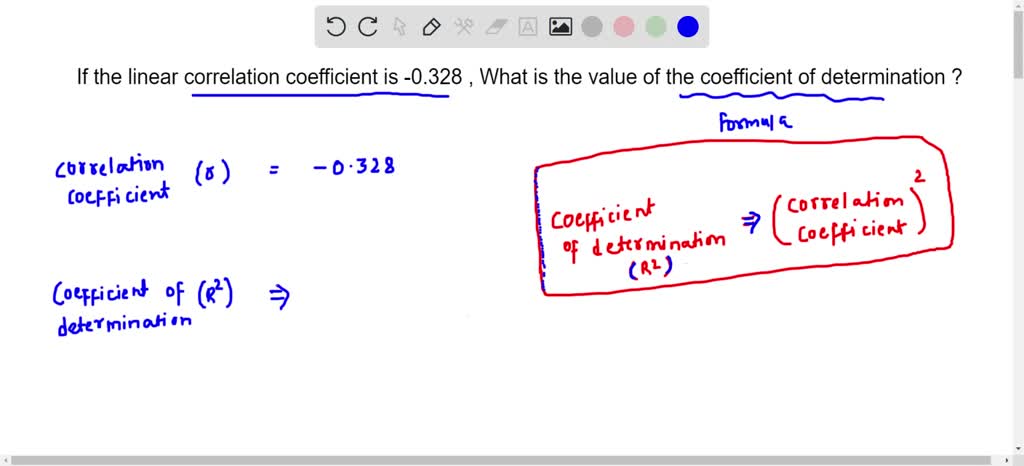 SOLVED: If the linear correlation coefficient is -0.328, what is the value of the coefficient of ...