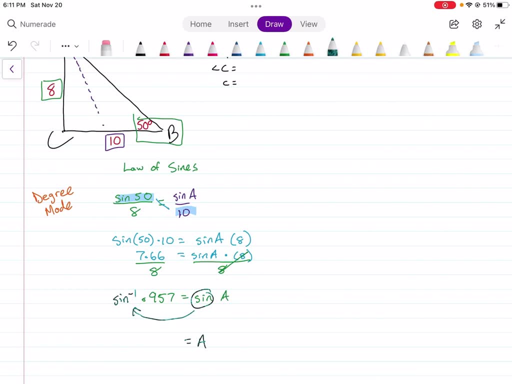 SOLVED: Solve Triangle ABC with angle B = 50 degrees, side b = 8 cm and ...