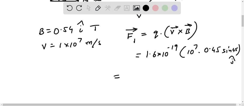 SOLVED: A proton moves in the magnetic field B⃗ =0.58i^Twith a speed of ...