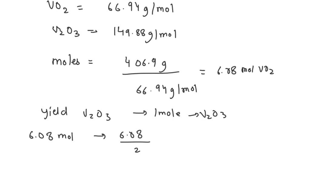 SOLVED: Vanadium(III) oxide can be prepared by the reaction of vanadium ...