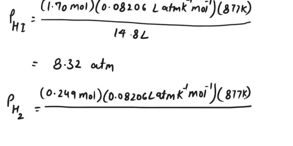 12) Calculate the number of moles of hydrogen iodide (HI) that is in ...