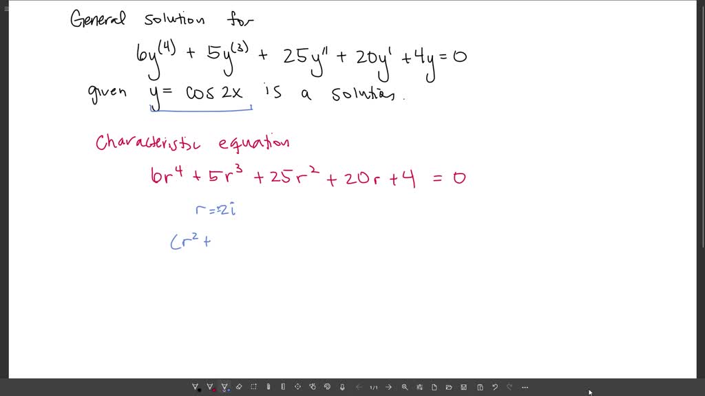 SOLVED: Find the general solution for the differential equation. One ...