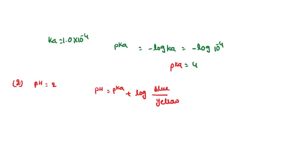 SOLVED: A certain indicator; HA, has a Ka value of 1.0 X 10-4. The ...