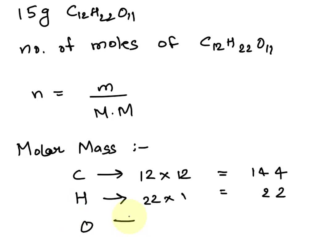 SOLVED: determine the mass in grams of Avogadro number of C12H22O11 molecules