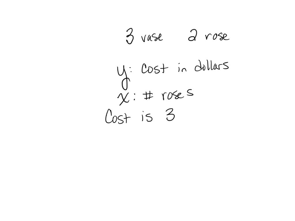 A flower shop charges 3 for a vase and2 for each rose. Which equation ...