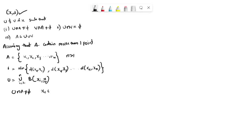 SOLVED: Show that finite subset of a metric space is connected contains exactly one point.