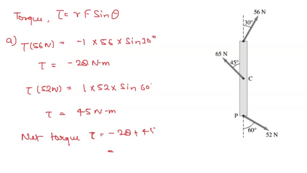 SOLVED: 30. (II) Determine the net torque on the 2.0-m-long uniform ...