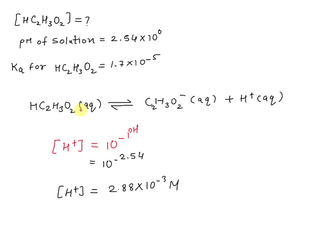 SOLVED: A solution of acetic acid, HC2H3O2, on a laboratory shelf was ...