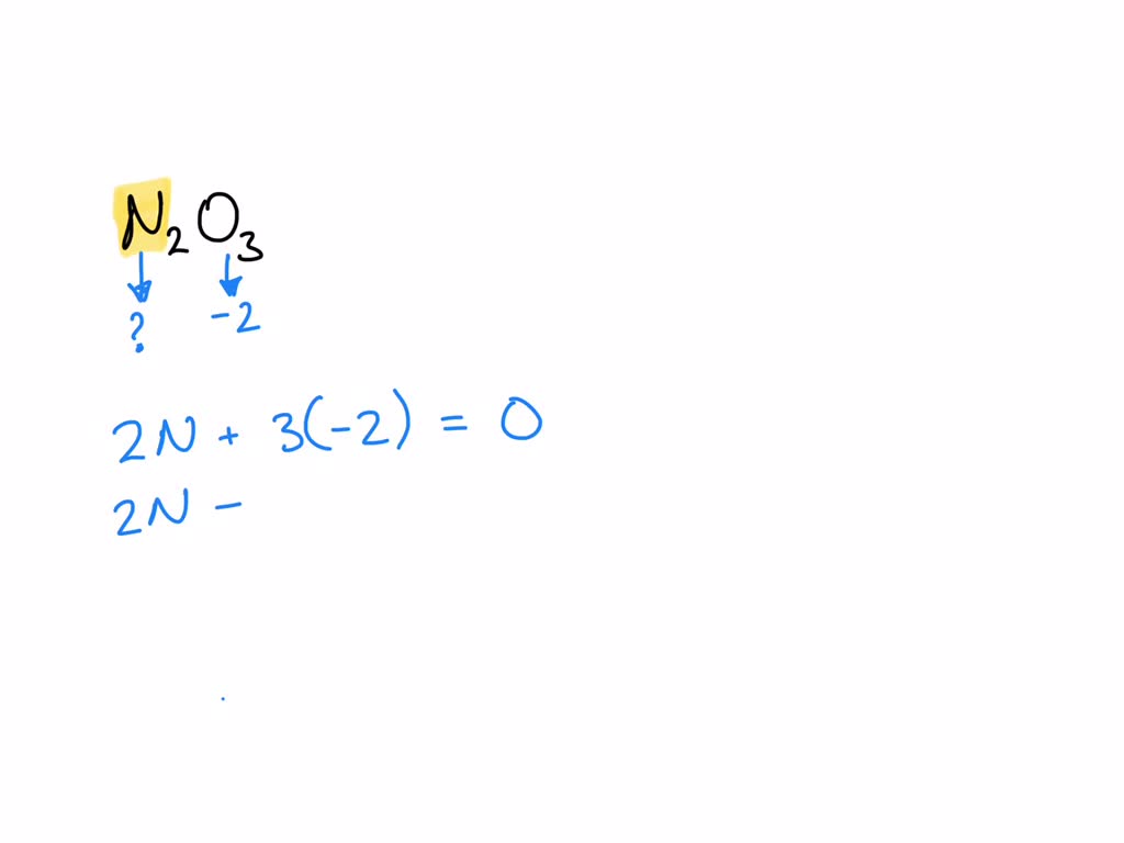SOLVED: The oxidation number of a nitrogen atom in N2O3 is