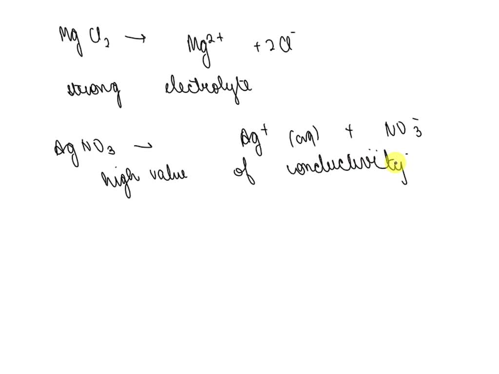 SOLVED: The conductivities were measured for several 0.050 M solutions ...