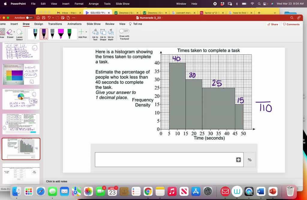 SOLVED: 'please help me please Here is a histogram showing the times ...