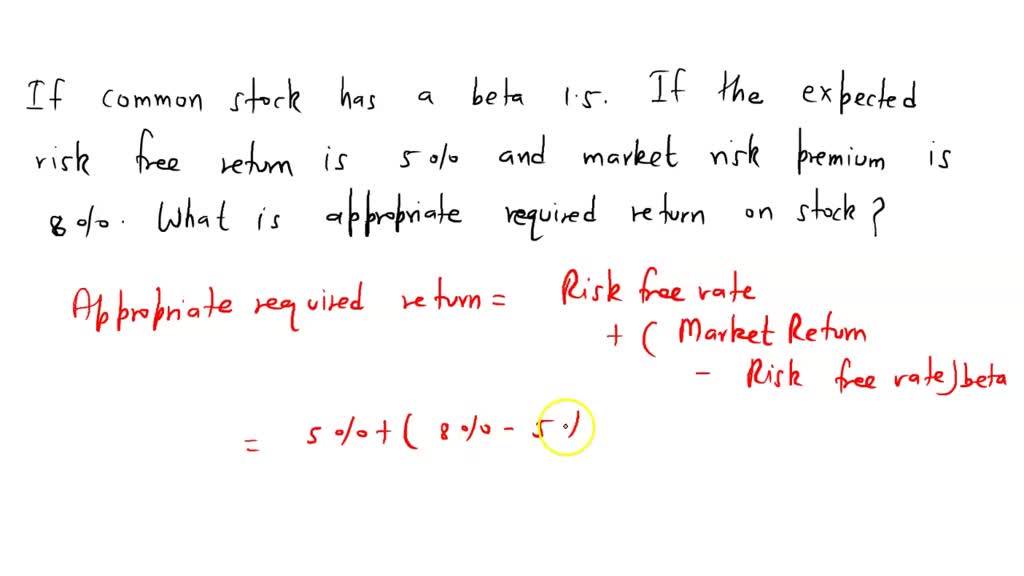 SOLVED: Texts: A stock has a beta of 1.4. The market risk premium is 8% ...