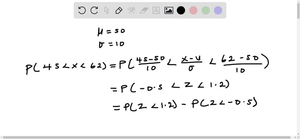 Solved Given A Normal Distribution With μ 50 And σ 10 Find The