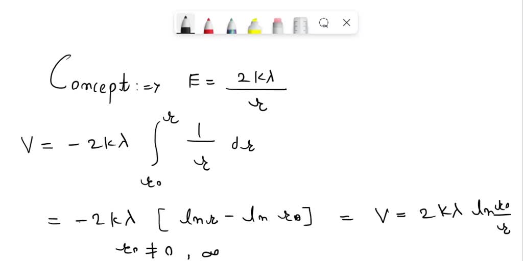 SOLVED: Find the potential at a distance r from a very long line of ...