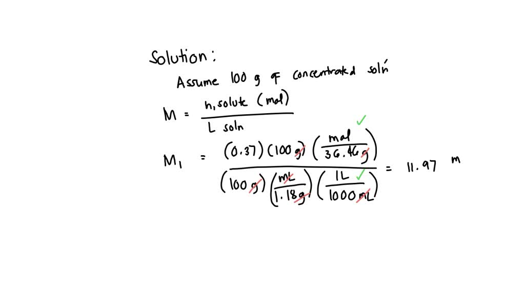 SOLVED: What volume (mL) of concentrated HCl is needed to make 1 liter ...