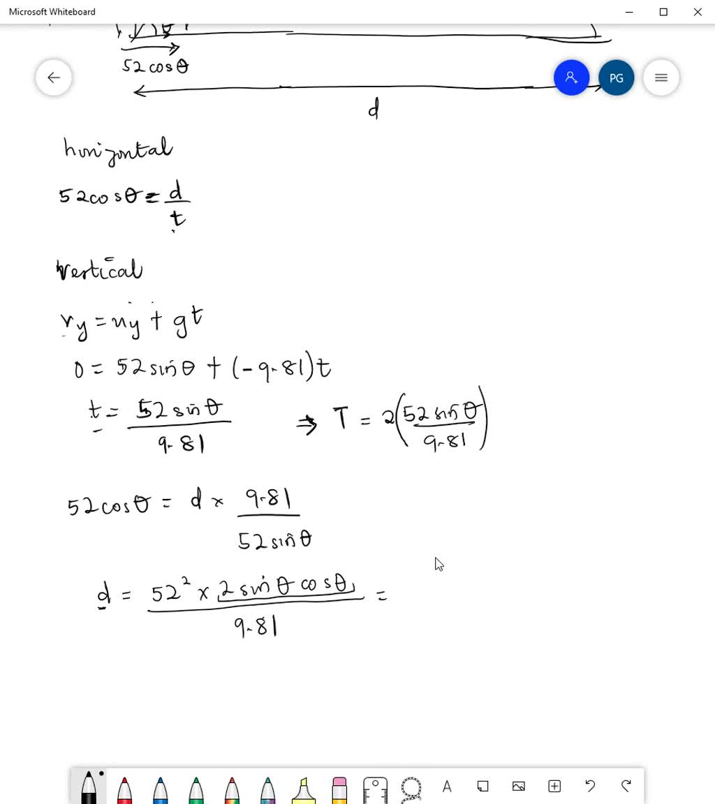 SOLVED: A projectile fired from ground at an angle of 53* above horizontal reaches its highest ...