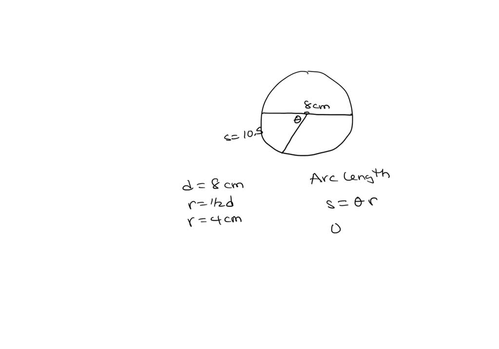 SOLVED: An arc of length 87 cm subtends the circle of radius 16 cm. To ...