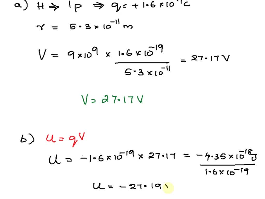 Solved 2 Calculate A The Electric Potential Due To The Nucleus Of